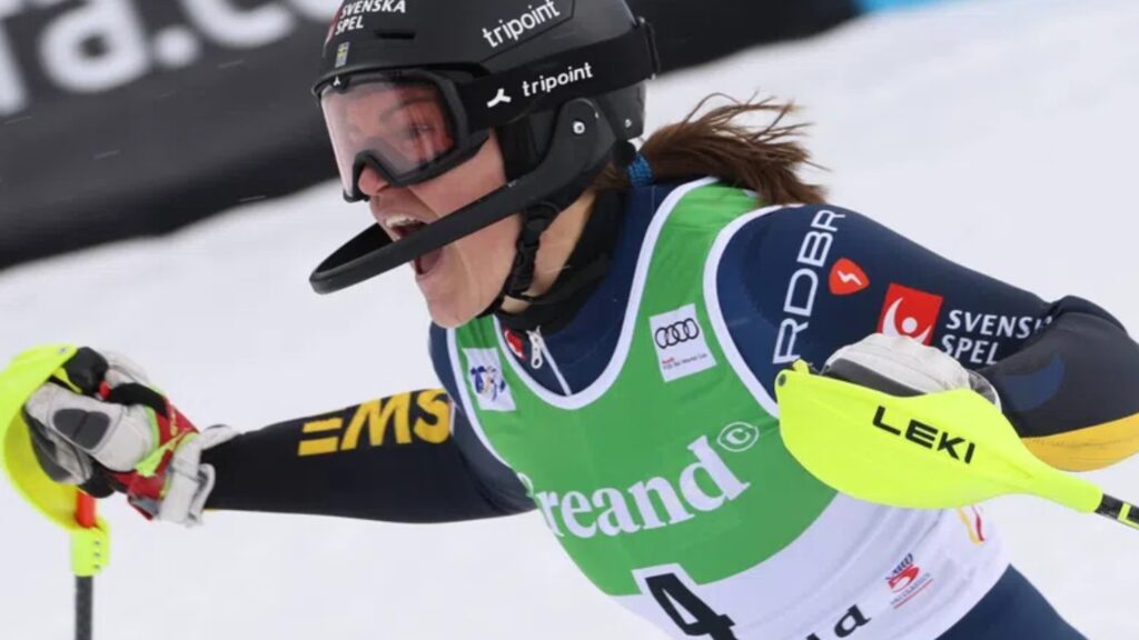 Anna Swenn-Larsson won the alpine skiing World Cup slalom in Soldeu ...